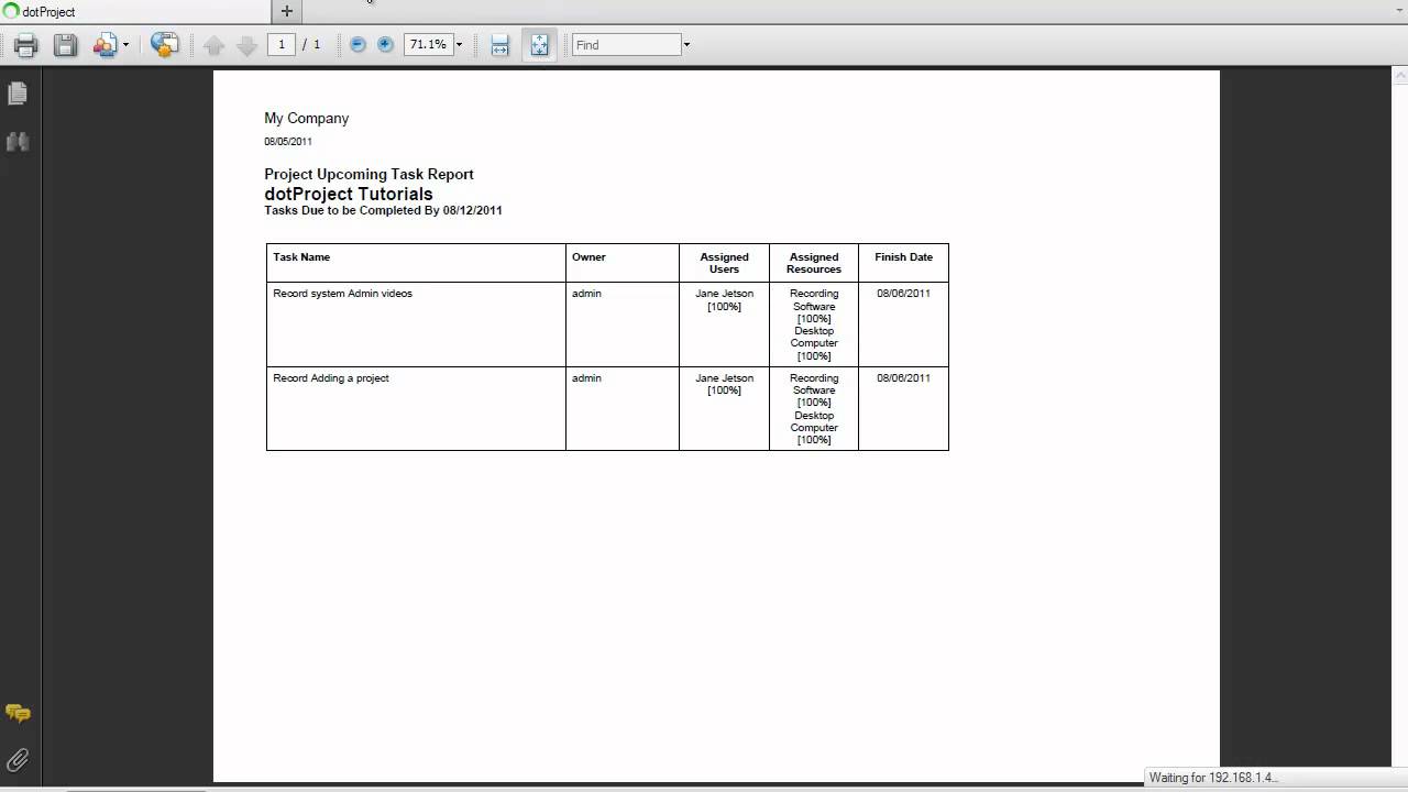 dotProject Tutorial - Project Reports - YouTube