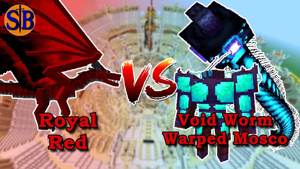 Royal Red (Wyrmroost) vs Void Worm and Warped Mosco | Minecraft Mob Battle - YouTube