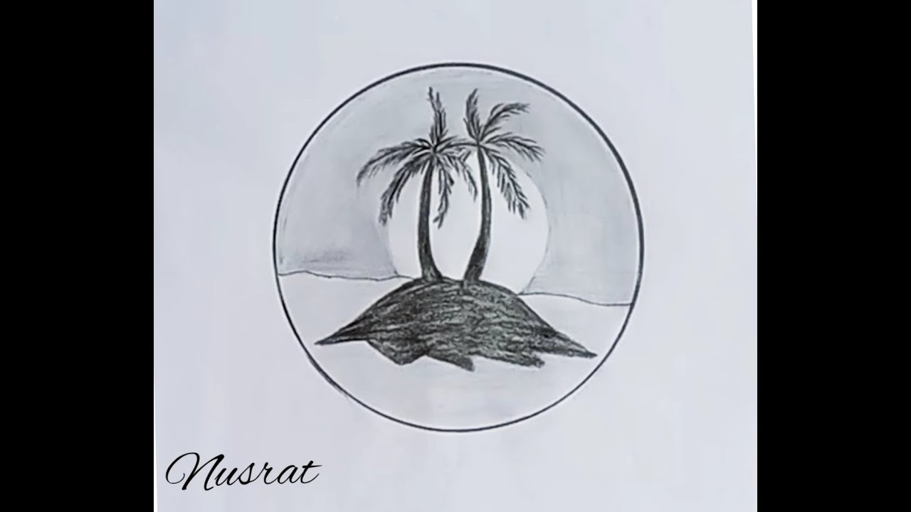 How to Draw Beautiful Sunset in the Beach - Step by Step II Easy Sunset ...