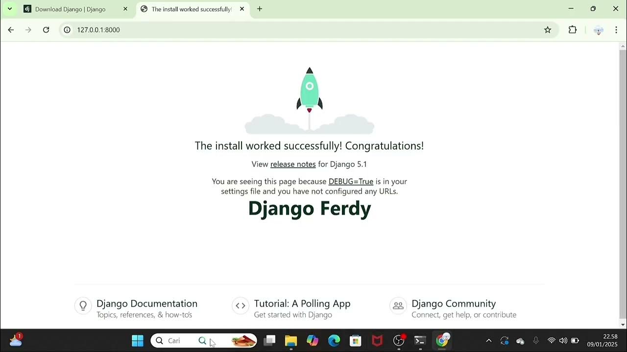 Tutorial Cara menginstall django dan mengubah tampilan django - YouTube