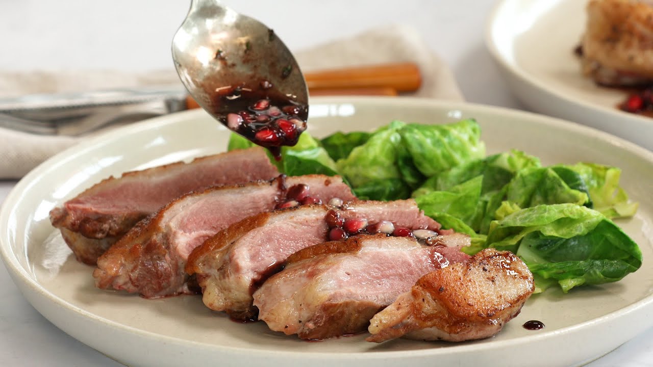 Seared Duck Breast with Pomegranate Reduction - YouTube
