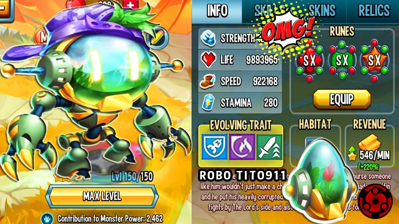 Monster Legends ROBO TITO Review!! K911 DOG 2.0 Support Era Empress ...