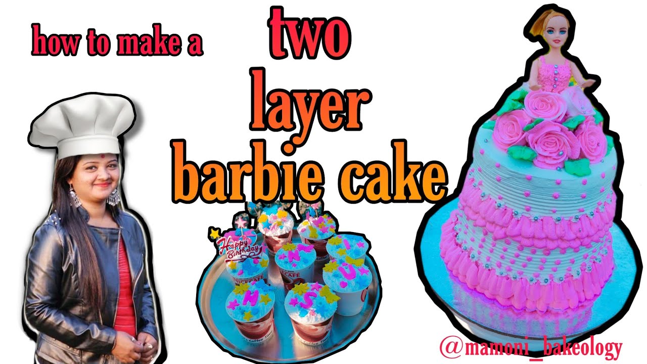 Barbie Doll cake || Two layer Barbie cake || Two step cake - YouTube