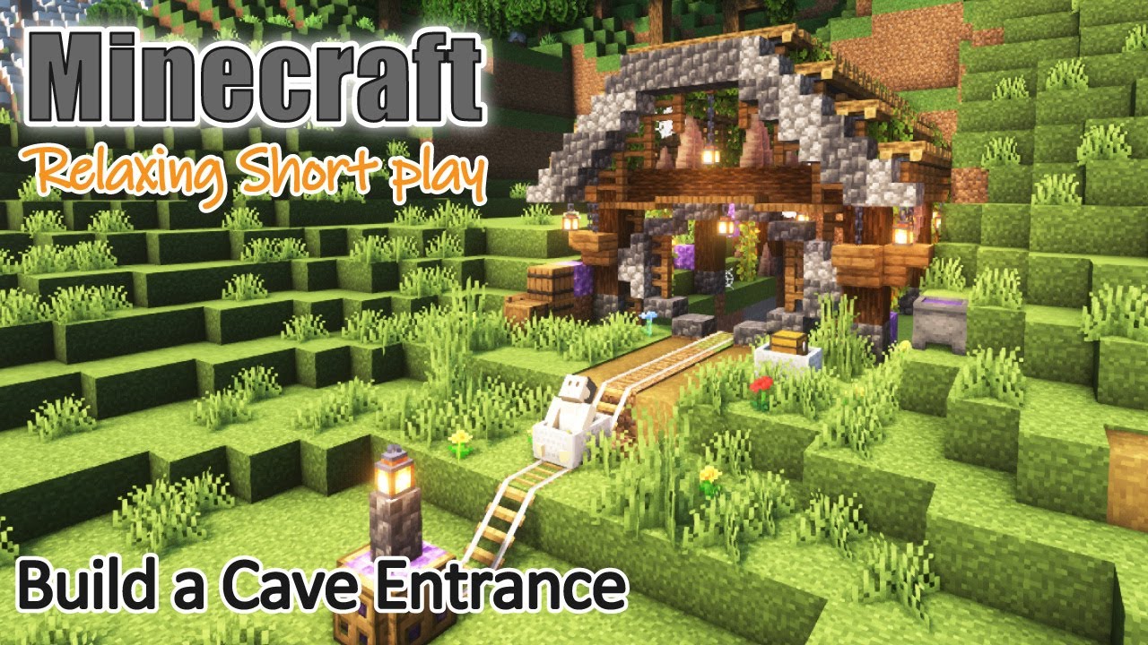 Minecraft relaxing shortplay - build a cave entrance - (No Commentary) 1.19 - YouTube