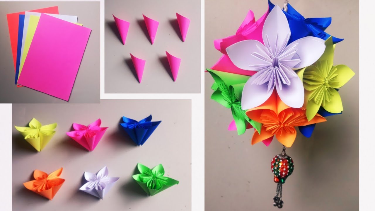 Home Decoration with paper | Kagaj ka jhumar | Kagaj ke phool banana ...