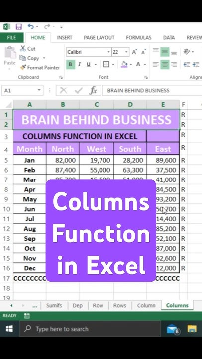 Columns function in excel | Count the number of columns in selected range | Columns Formula ...