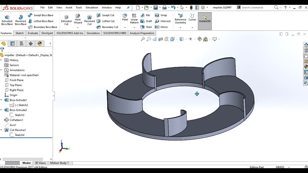Impeller Blade with Diffuser Ring-DS Solidworks - YouTube