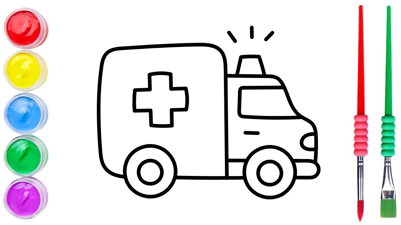 How To Draw a Ambulance || Drawing Painting, Coloring for Kids || Easy ...