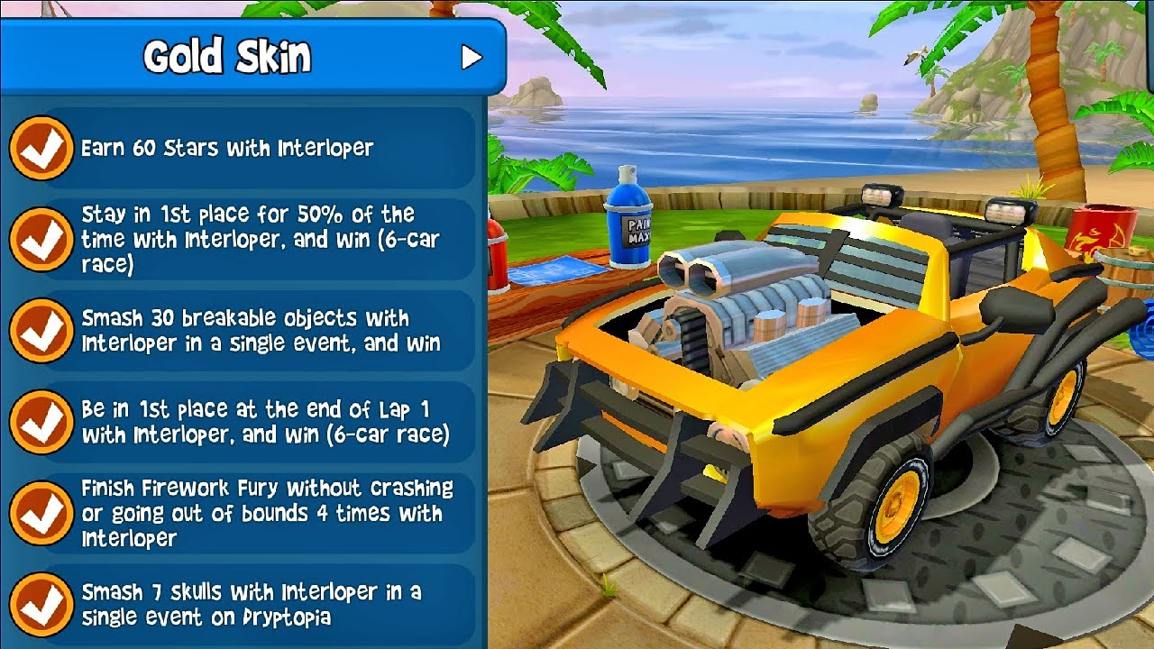Interloper gold skin unlock guide and tips | Beach Buggy Racing 2 - YouTube
