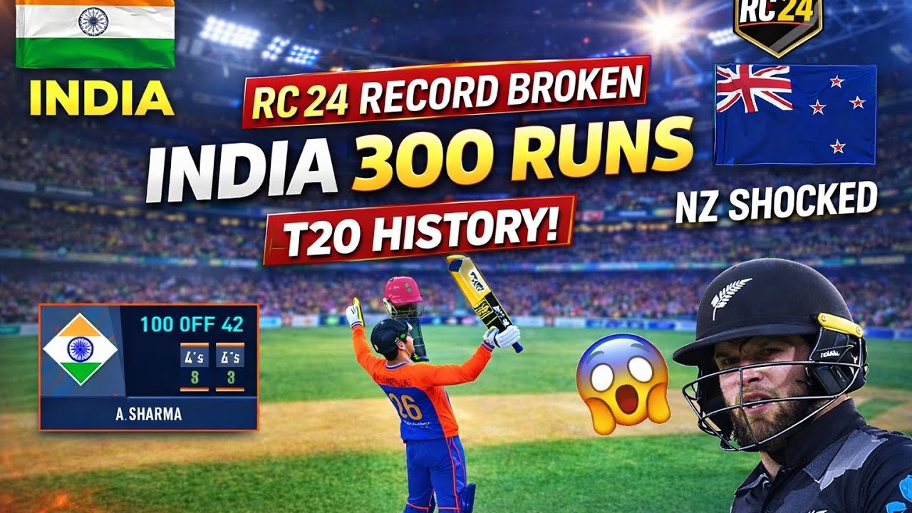 300 RUNS in T20 😱 | Real Cricket 24 India vs NZ - YouTube
