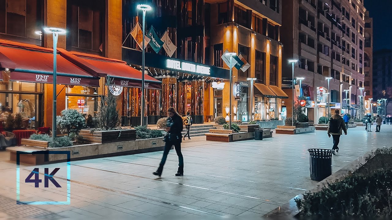 Exploring vibrant Yerevan nightlife | Walking tour through the city center - YouTube