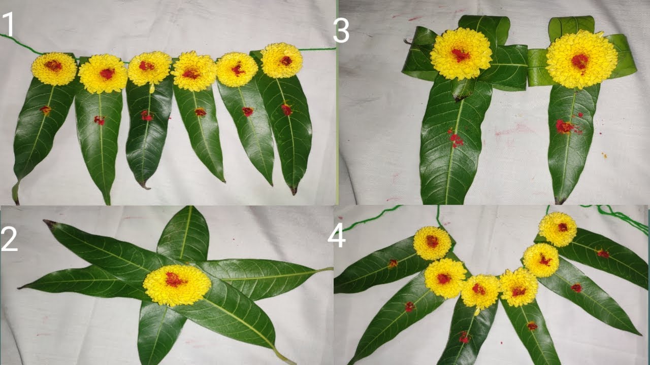 Festival special||Mango leaf thoranam making at home||decorative ideas ...