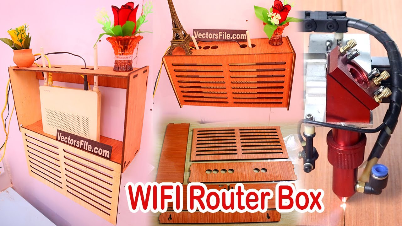 Laser Cut Wooden WIFI Router Box Wall Hanging Shelf Box for Wifi Router ...