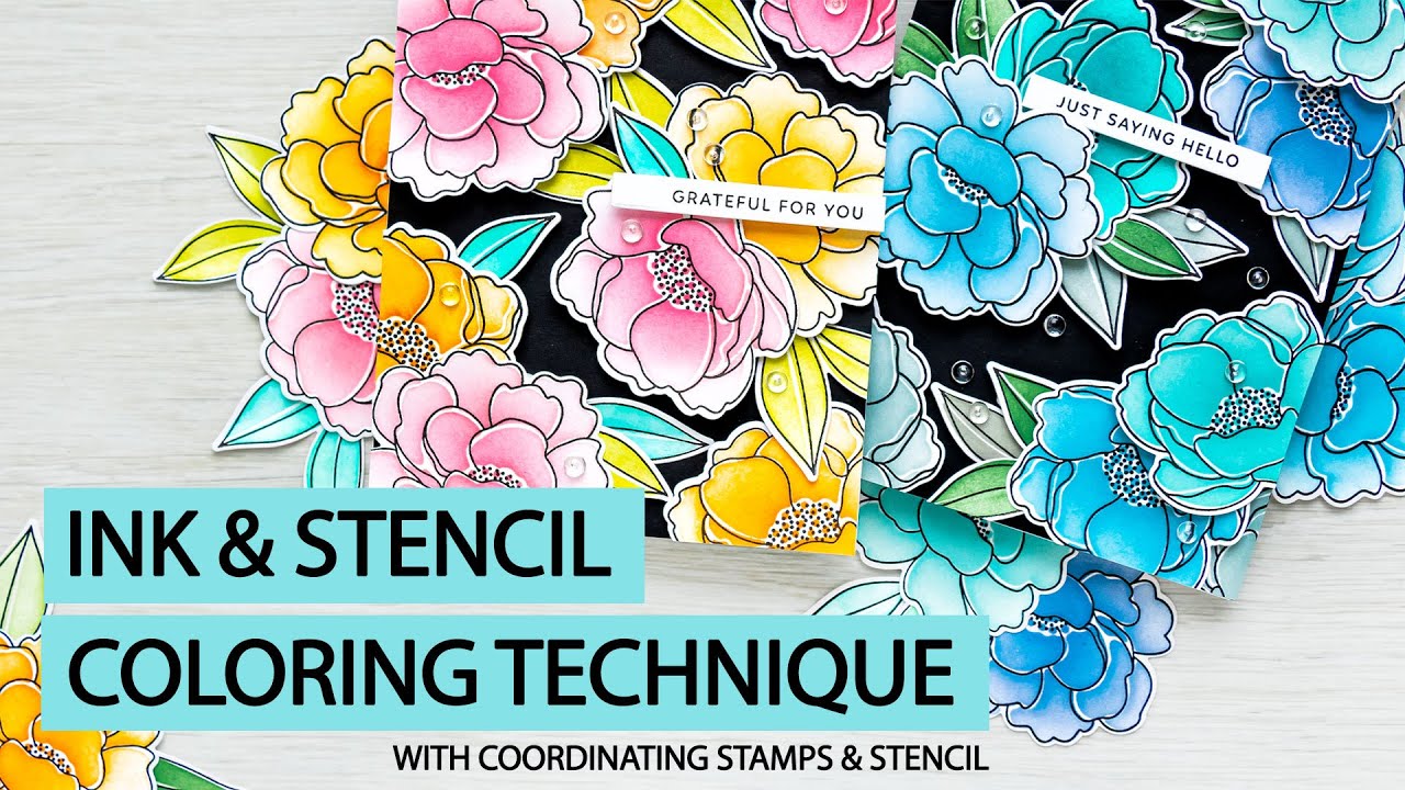 Ink & Stencil Coloring Technique - YouTube