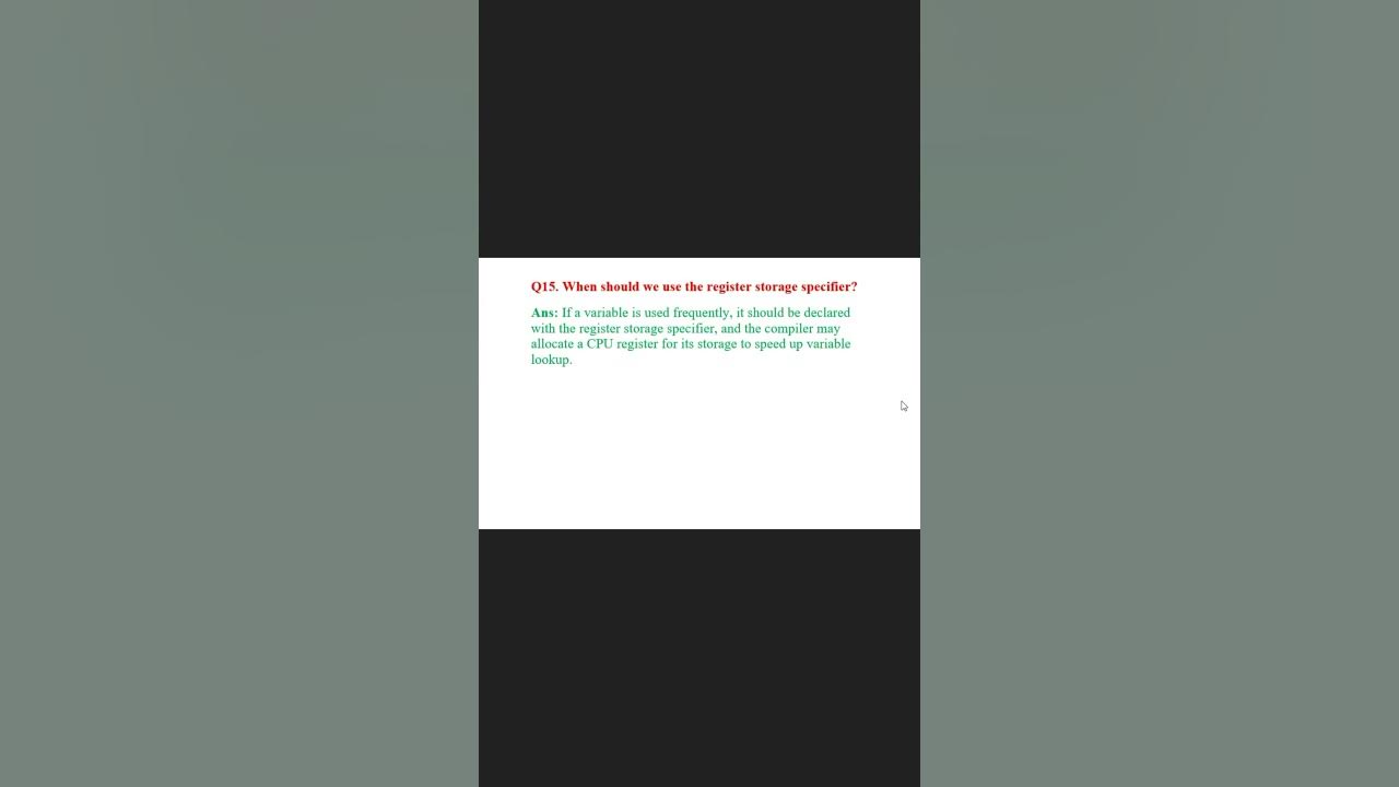 Q16. When should we use register storage specifier? - YouTube