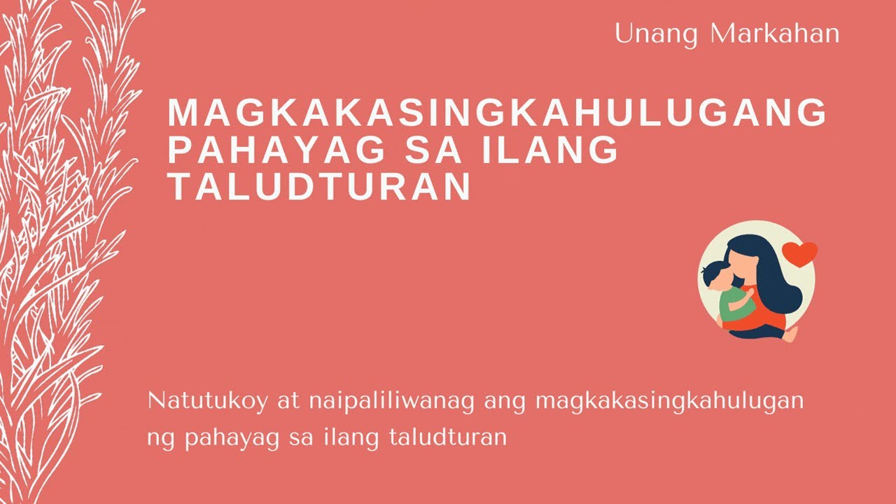 Magkakasingkahulugang Pahayag sa Ilang Taludturan - YouTube