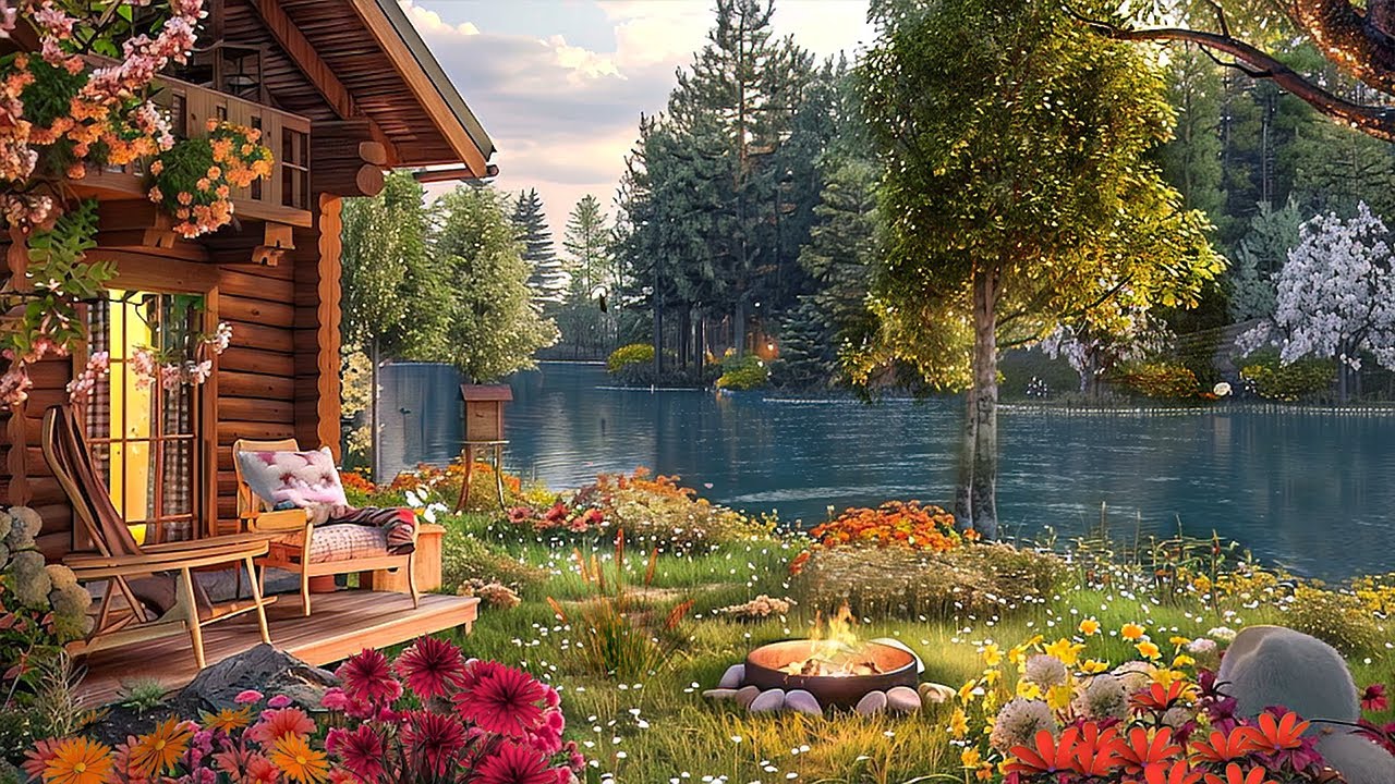 Cozy Spring Garden Ambience with Fountain🌼 Vineyard and Nature Sounds ...