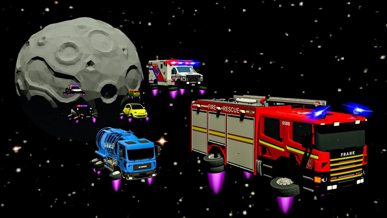 Fire Truck Frank Helps Taxi | alien turned off the color of the moon ...