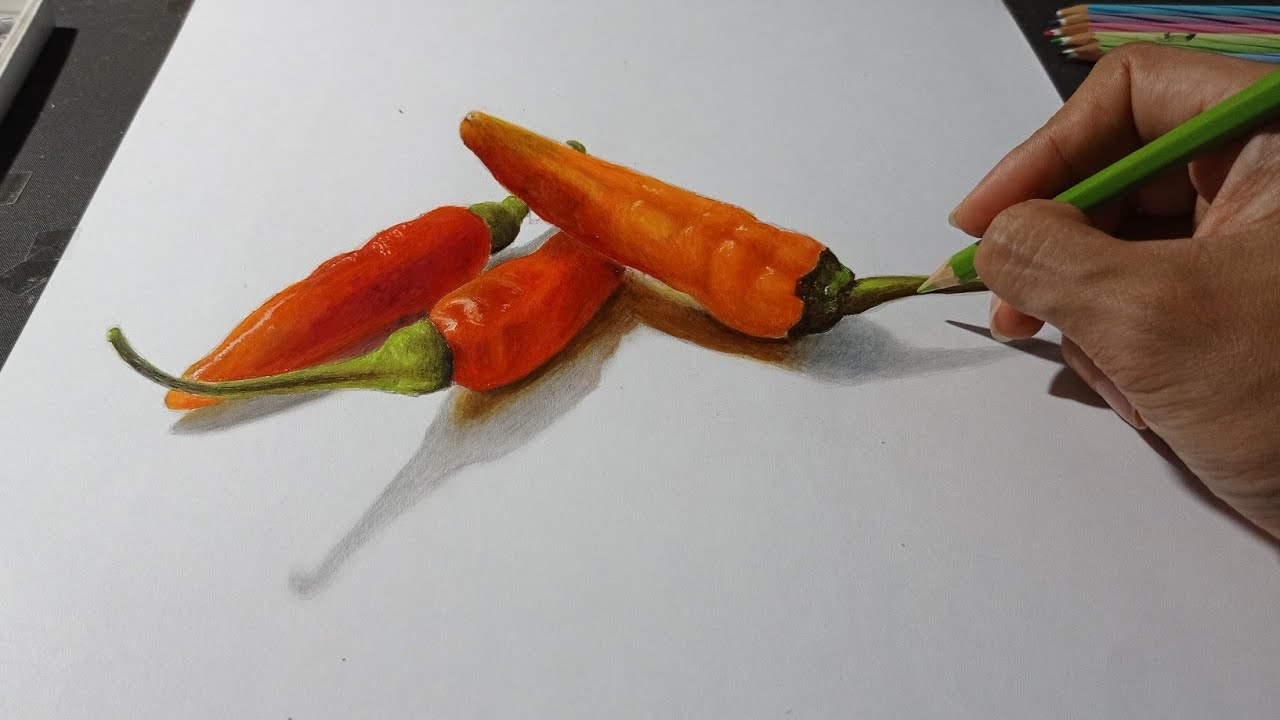 hyper realistic 3D drawing chili - YouTube
