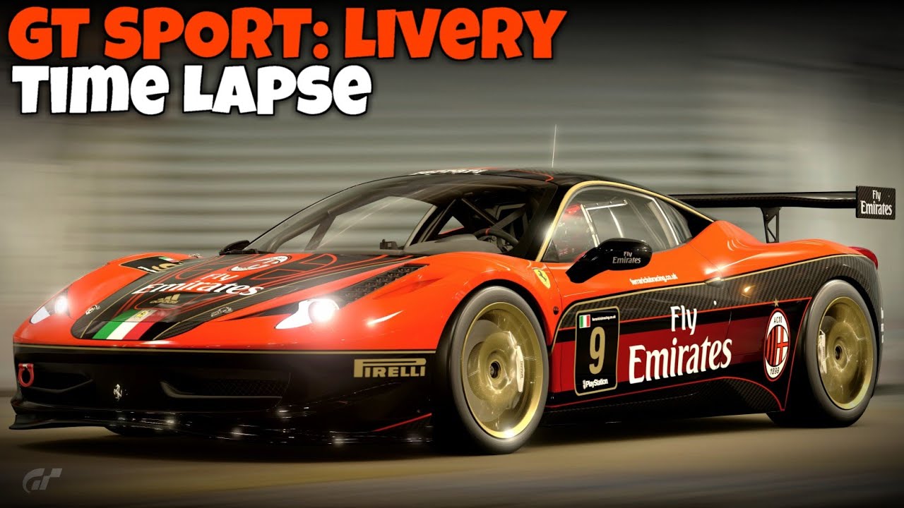 GT SPORT: AC Milan Ferrari 458 Italia Gr.4 - Livery Time Lapse - YouTube