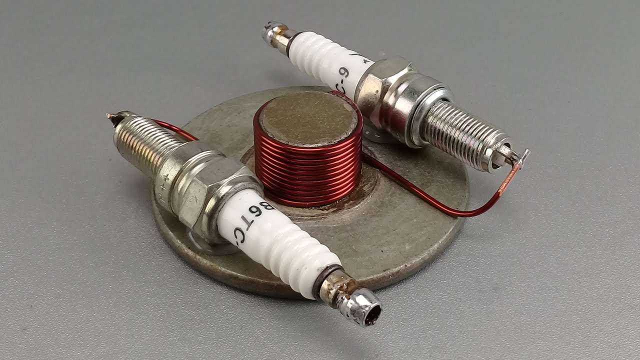 I make 220v electricity generator from spark plug use big magnet - YouTube