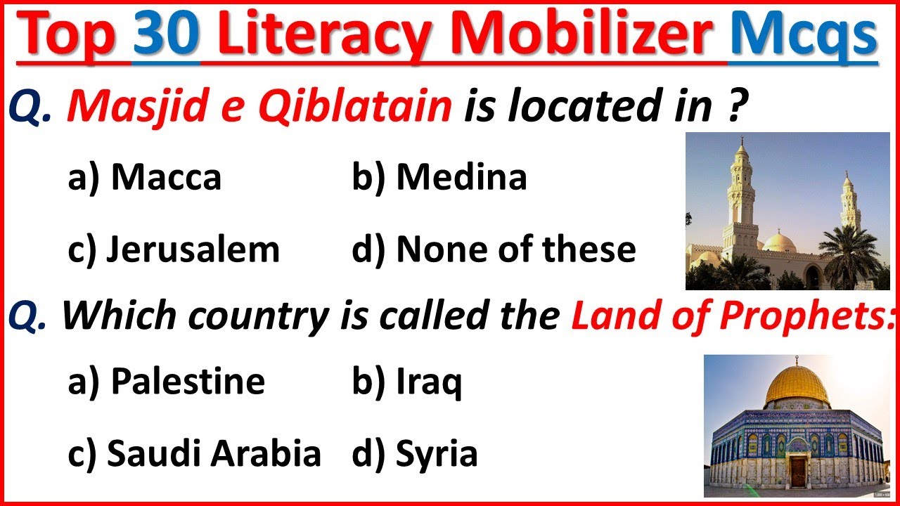 Most Important Literacy Mobilizer Mcqs | Literacy Mobilizer Past Papers ...