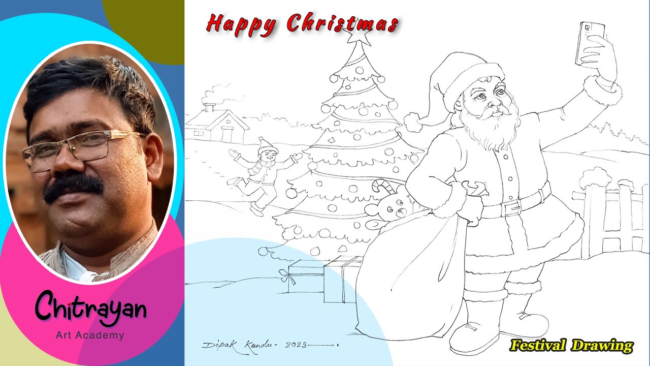 Christmas Drawing Easy | Christmas Drawing Step By Step | Santa Claus ...