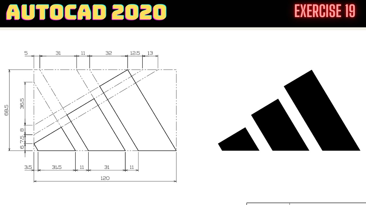 Adidas Logo Çizimi | Adidas Logo Drawing | Autocad 2D Practice Drawing ...