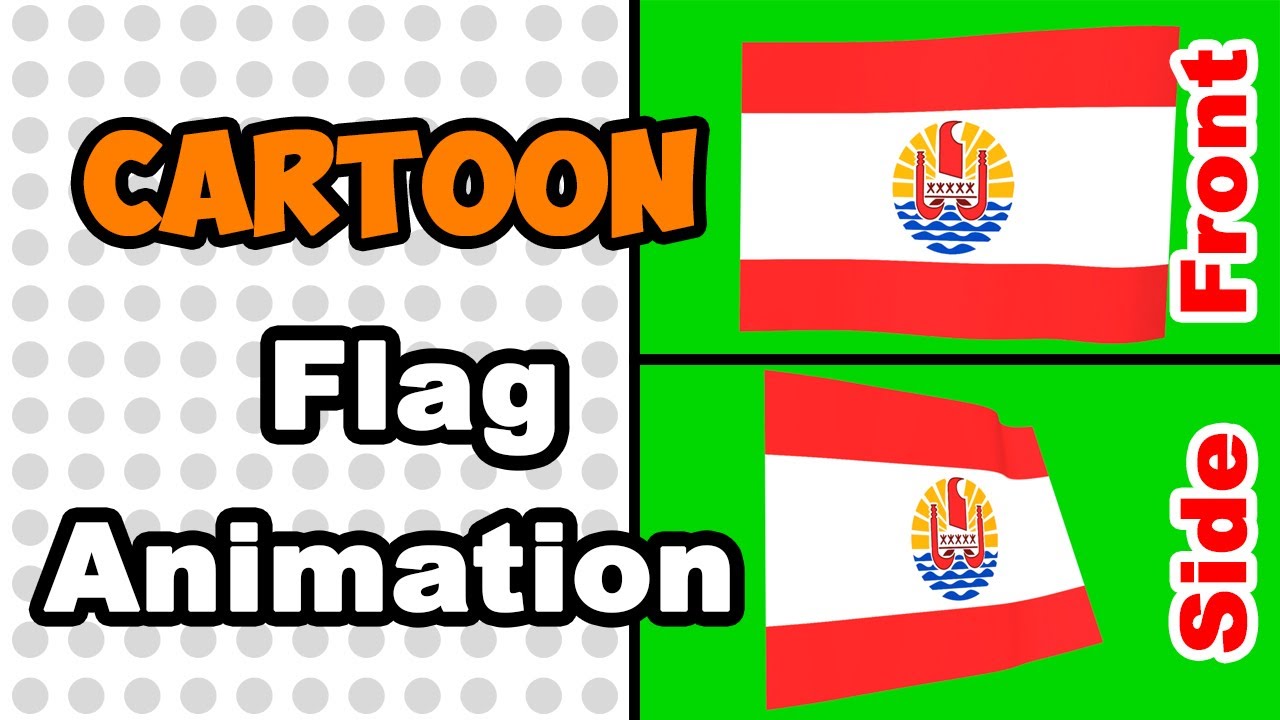 Simple, flat, looping animation of French Polynesia flag over green ...