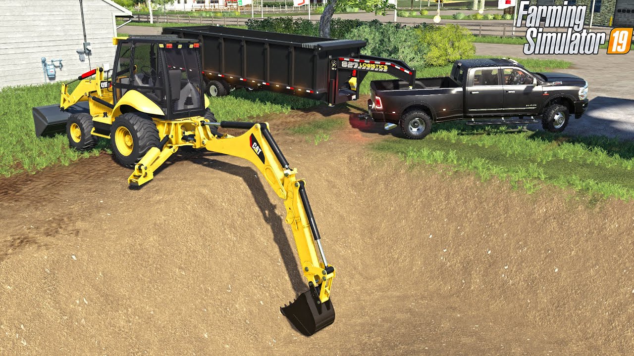 RENTING BACKHOE AND DIGGING A POOL | FARMING SIMULATOR 2019 - YouTube