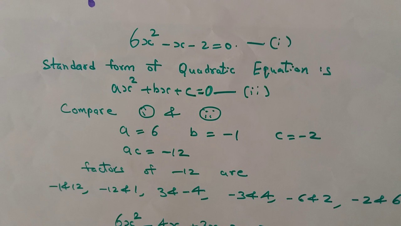 Solving quadratic equation by Prime factorotation method - YouTube