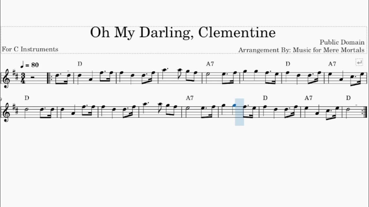 Oh My Darling Clementine - Beginner - Play Along for C Instruments ...