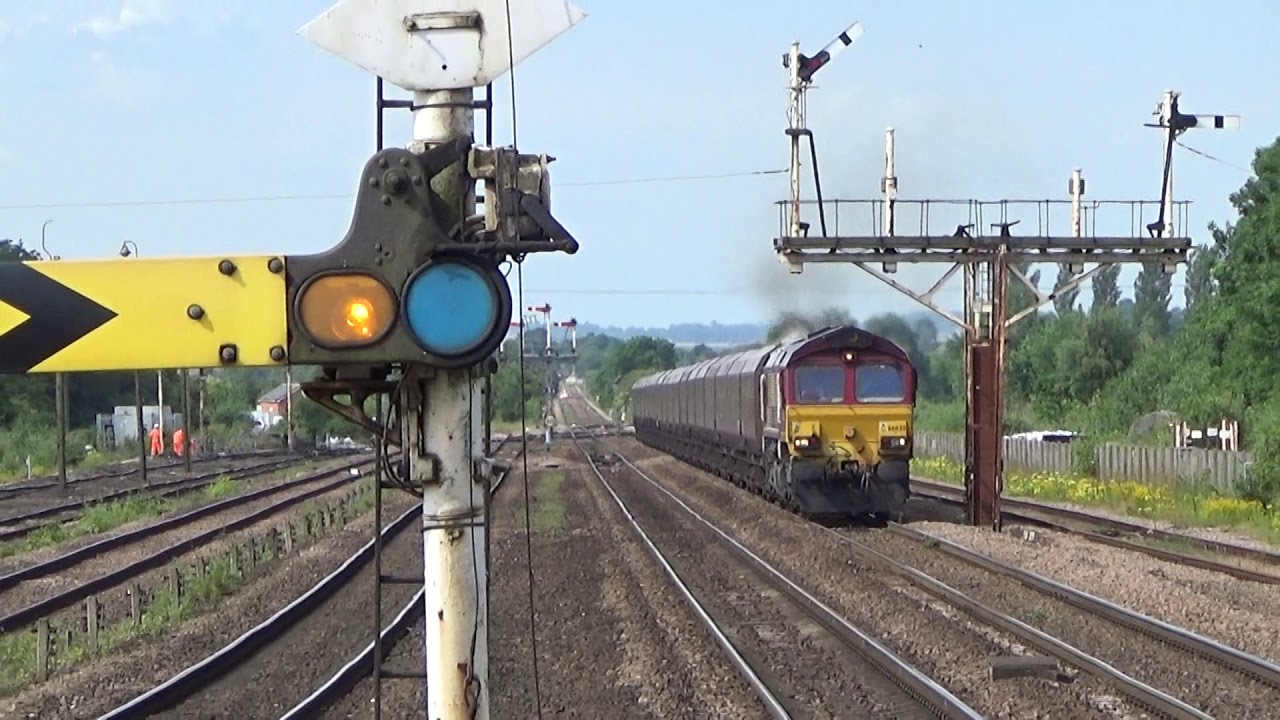 EWS 66020 Coal Train passing Barnetby - YouTube