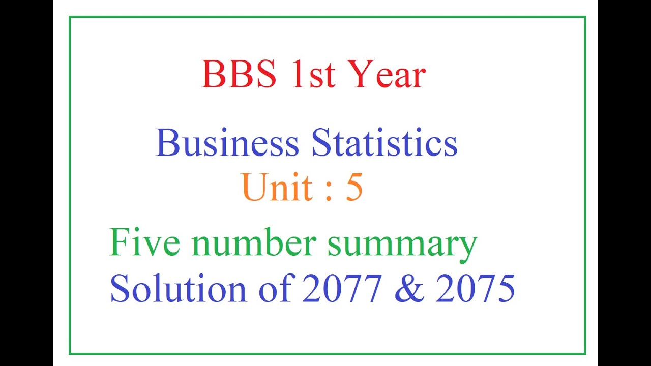 BBS 1st Year : Business Statistics Unit : 5 - YouTube