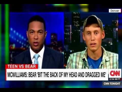 Dylan McWilliams woke up to find his head in the mouth of a bear who dragged him 12 feet