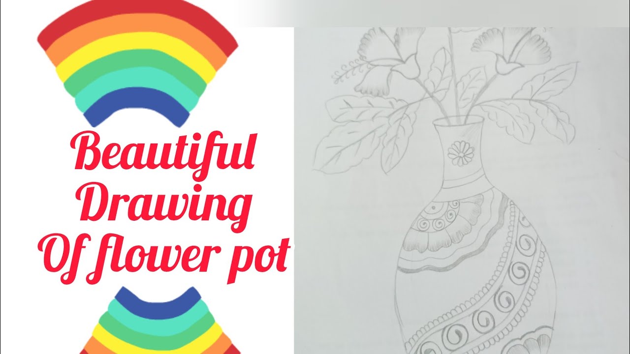 Flower Pot Drawing |Easy Flower Vase Drawing for Beginners | How to ...