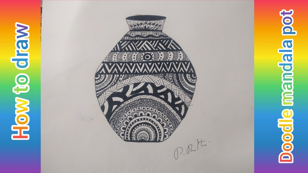 How to draw doodle pot easy method, REVATHI. R, mandala art - YouTube