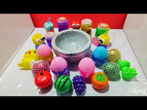 Satisfying Video Mixing Glitter Squishy Balls into Glossy Slime | Sim Sim Slime | Oddly Slime ASMR