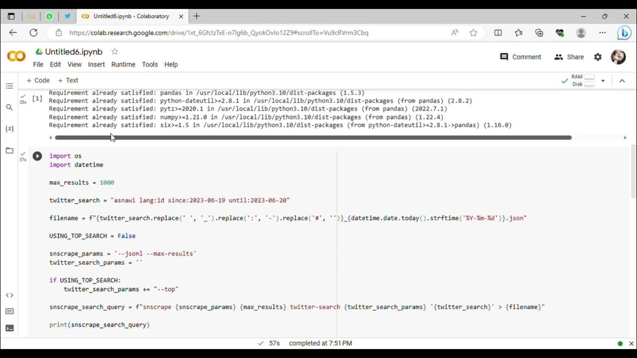 Cara Crawling Data Twitter dengan Snscrape di Google Colab - YouTube