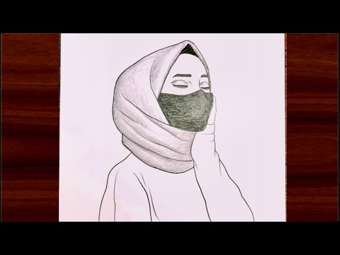 güzel eşarplı kadın çizimi | A girl with hijab - Pencil sketch - Drawing tutorial. How to draw