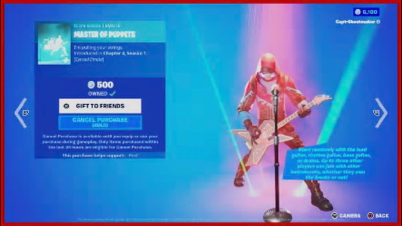 Fortnite item shop *NEW* MASTER OF PUPPETS EMOTE - YouTube