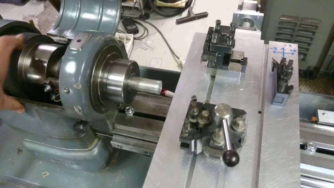Schaublin 102 Linuxcnc synchronized spindle - YouTube