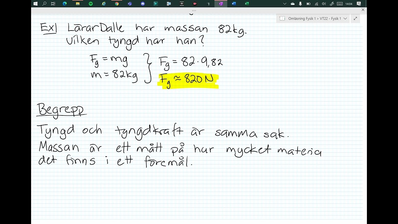 Fysik 1 - Repetition - Tyngdkraft och Normalkraft - YouTube
