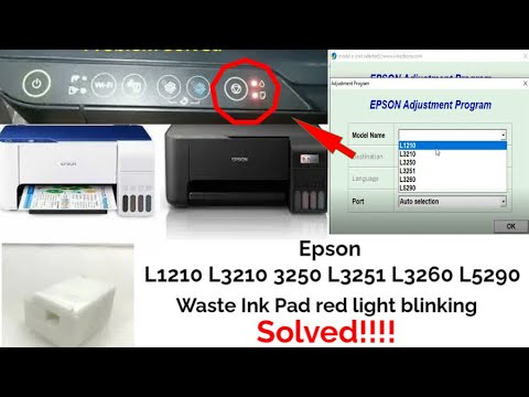 Epson L1210 L3210 l3250 L3251 L3260 L5290 waste ink pad red light ...