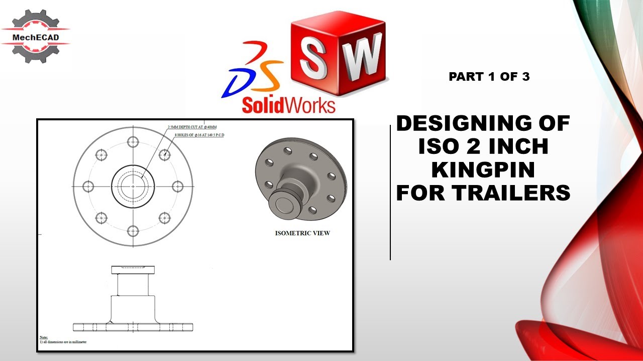 Solidworks Tutorial: Designing of King Pin | King Pin Designing ...