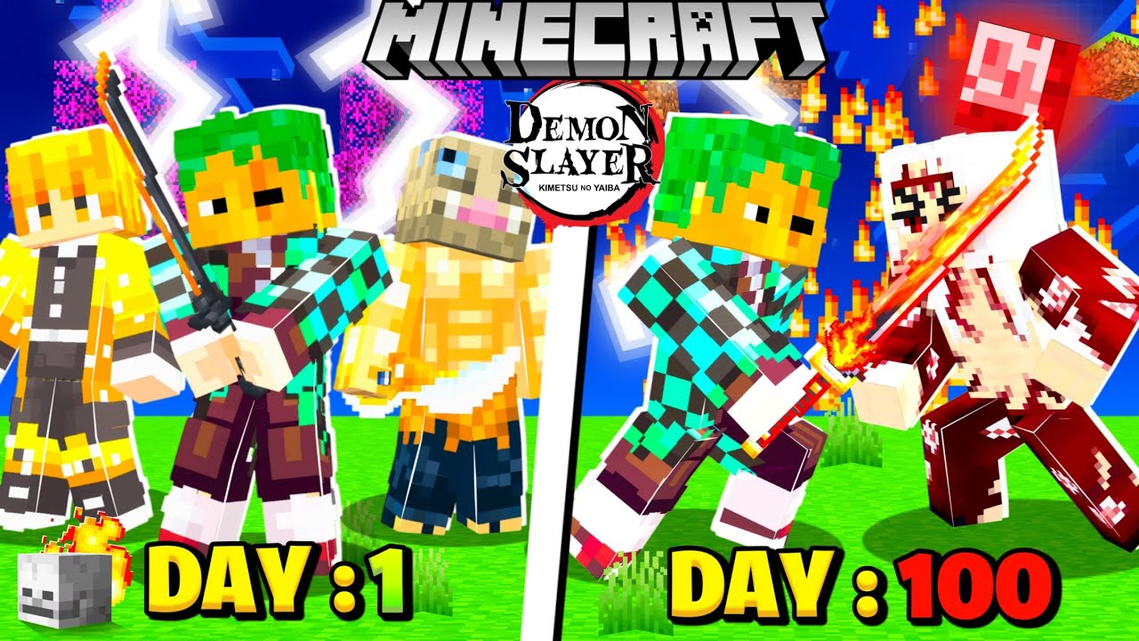 I Survived 100 Days As A Demon Slayer In Minecraft Part -2😱 - YouTube