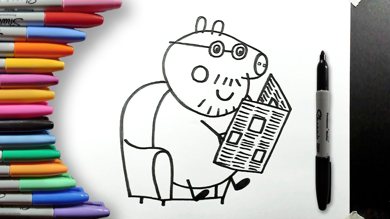 How to Draw Daddy Pig from Peppa Pig Step by Step Easy for Beginners ...