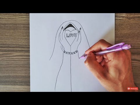KALP TUTAN KIZ ÇİZİMİ / Karakalem Kolay Kız Çizimleri / How to draw a girl easy