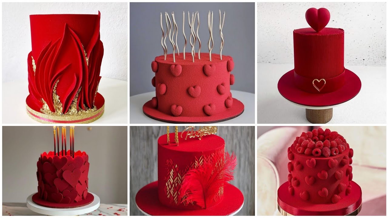 Red colour cake design / Red colour Birthday cake design/Red cake ...