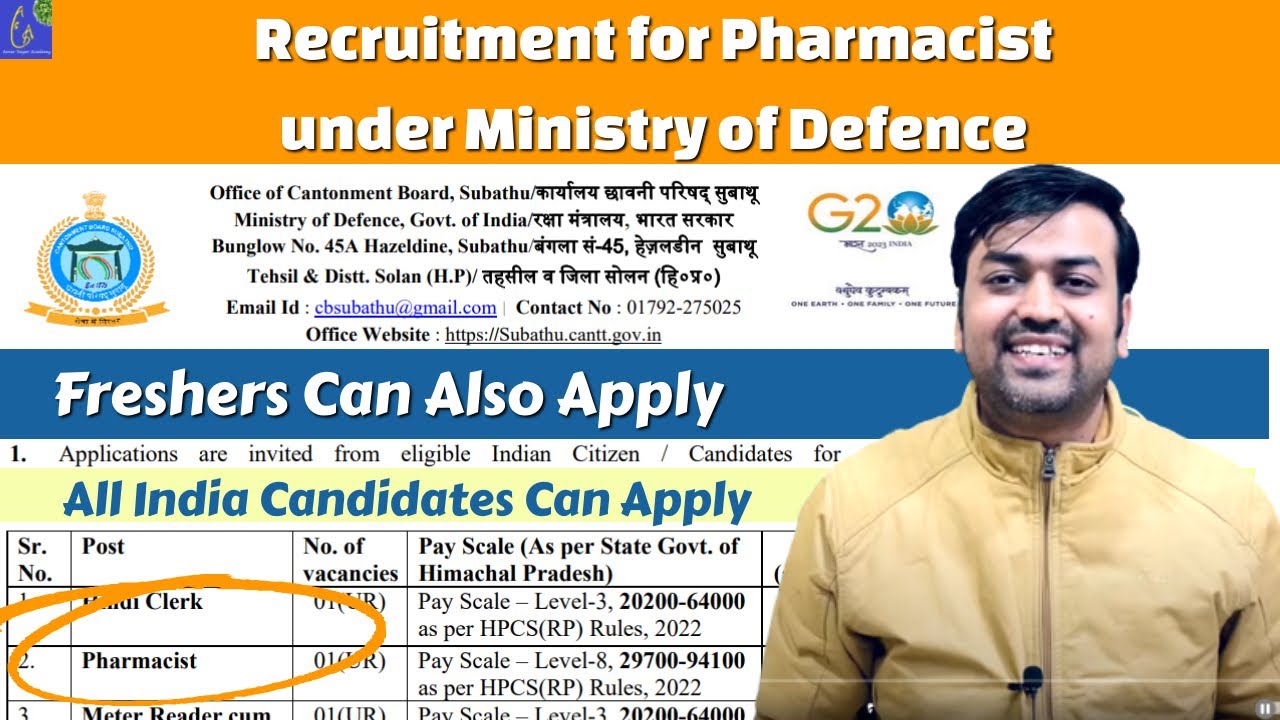 Pharmacist Govt. Recruitment 2022-23 || Pharma Job || govt pharmacist ...